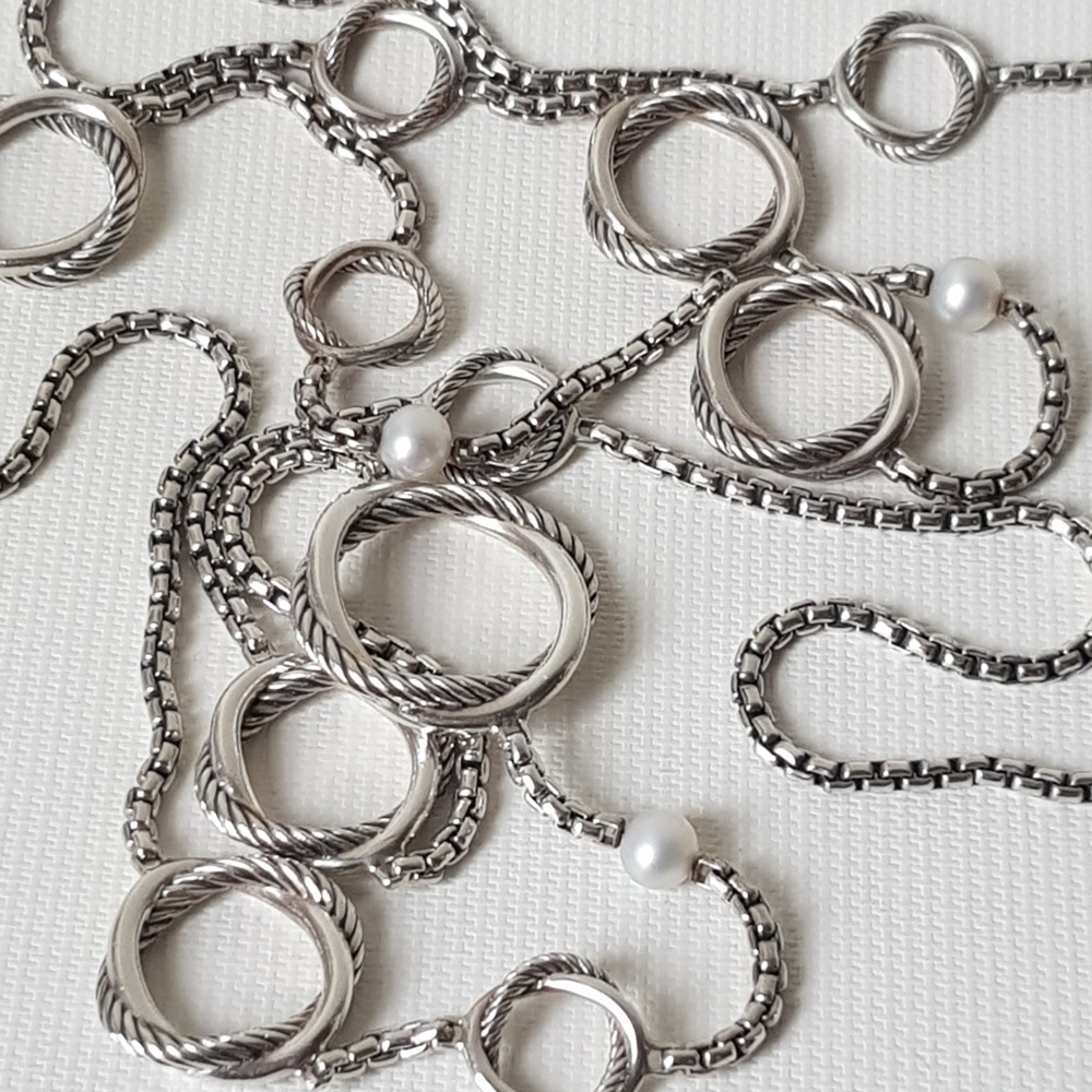 David Yurman Infinity Station Chain Necklace With Pea… - Gem